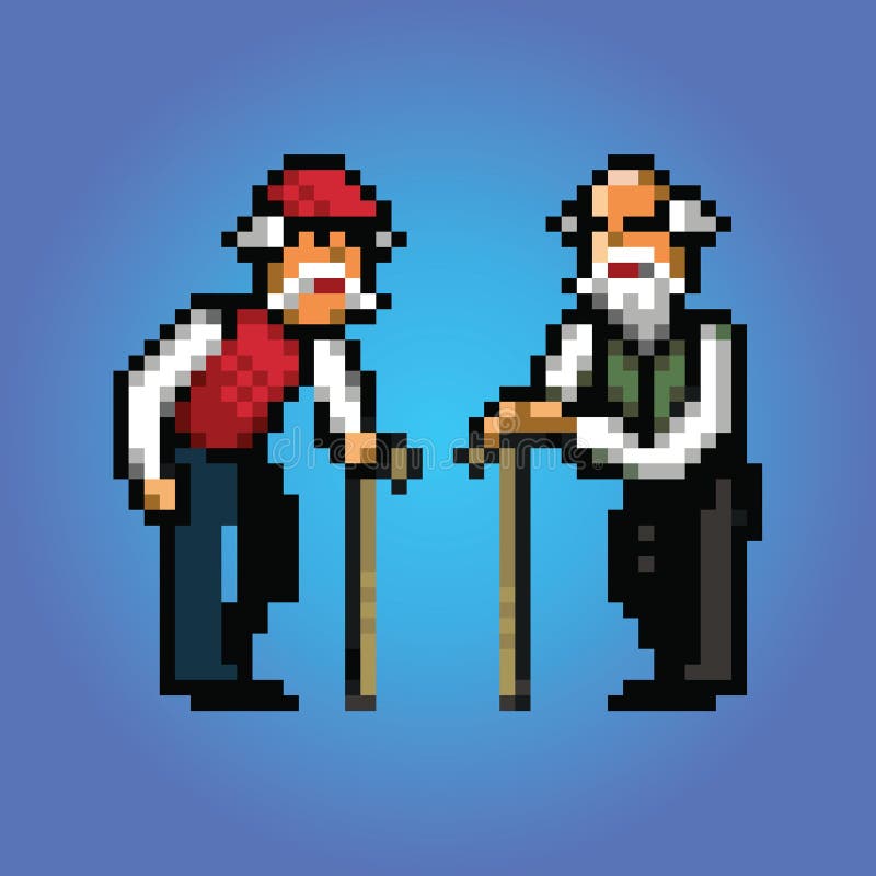 Grandfather Talking Pixel Art Style Stock Vector - Illustration of ...