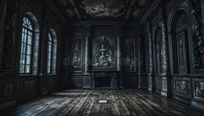 Grandiose Composition of a Haunted Room Featuring Classical ...