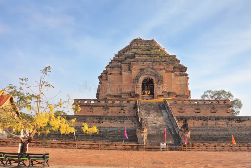 The Step Pyramid in Which is the Huge Gold Buddha Stock Photo - Image ...