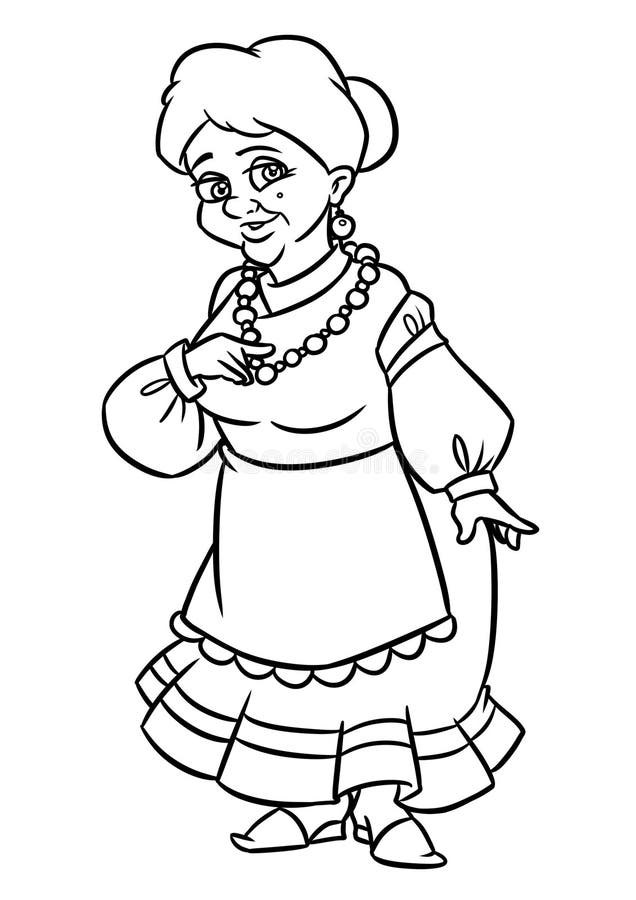 Grandma Fancy Dress Old Lady Cartoon Illustration Coloring Page Stock ... Grandma Fancy Dress Old Lady Cartoon Illustration Coloring Page Stock ...