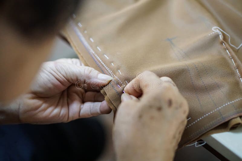 Grandma Hand Needle and Sewing Making Cloth Stock Image - Image of ...