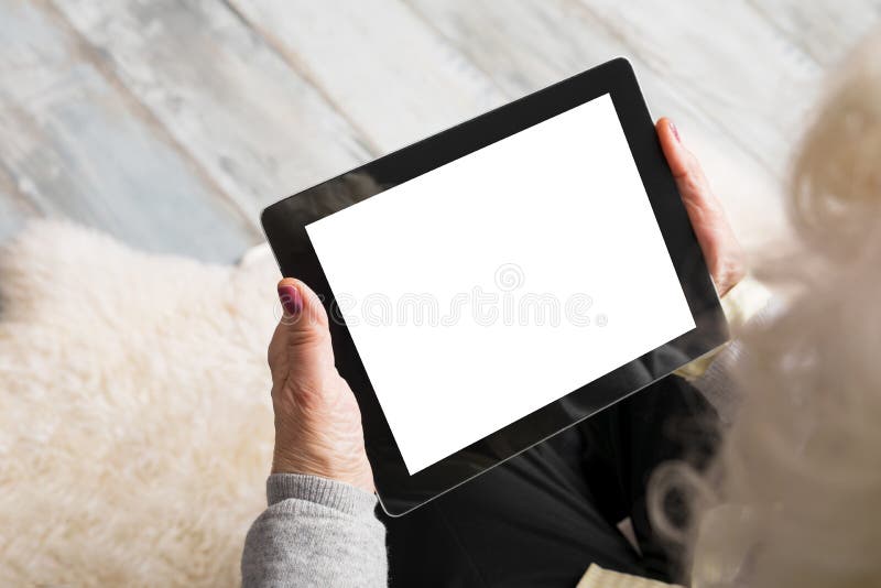 Grandma Holding Tablet Computer Stock Image - Image of modern ...