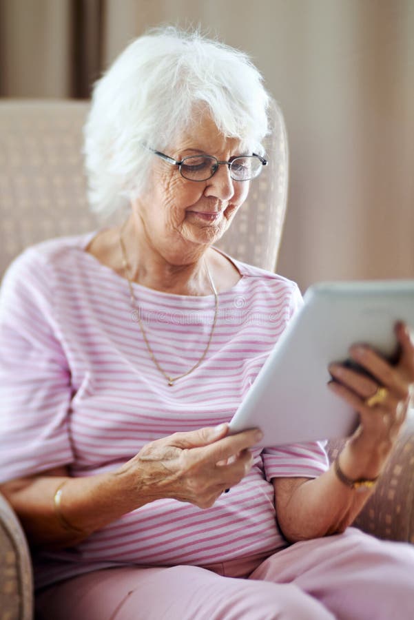 Grandma using tablet stock photo. Image of female, keywords - 40533940