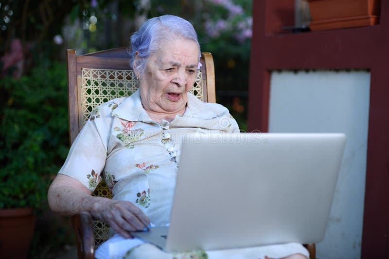 Grandma on a videocall stock photo. Image of grandma - 69122174