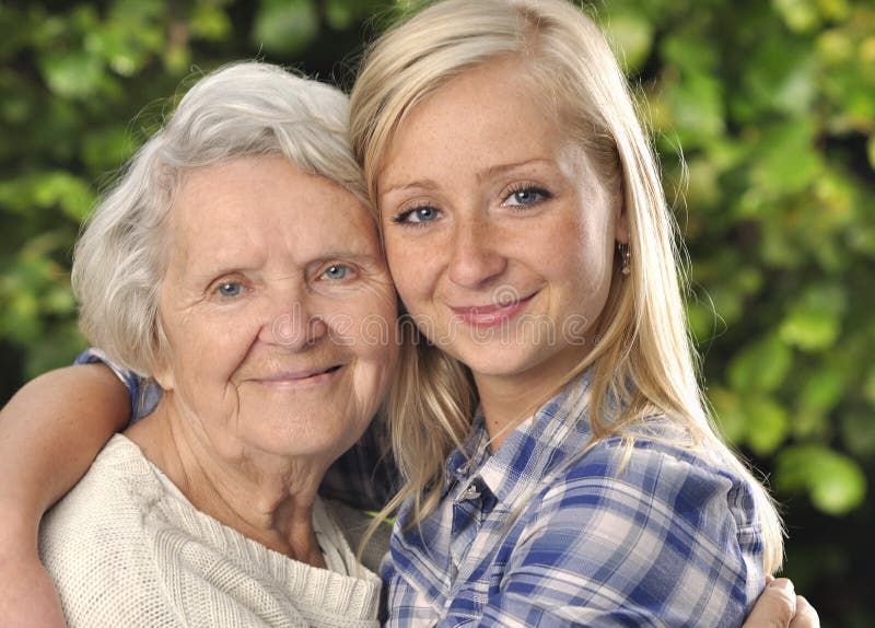 Grandmother with Granddaughter. Stock Image - Image of elderly, girl ...