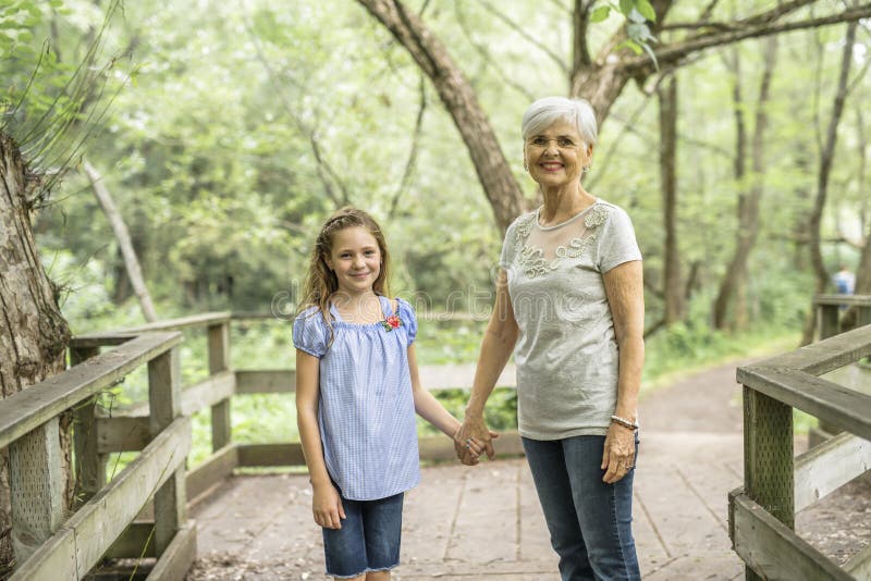 Grandmother and Granddaughter Spend the Weekend in the Park Stock Photo ...
