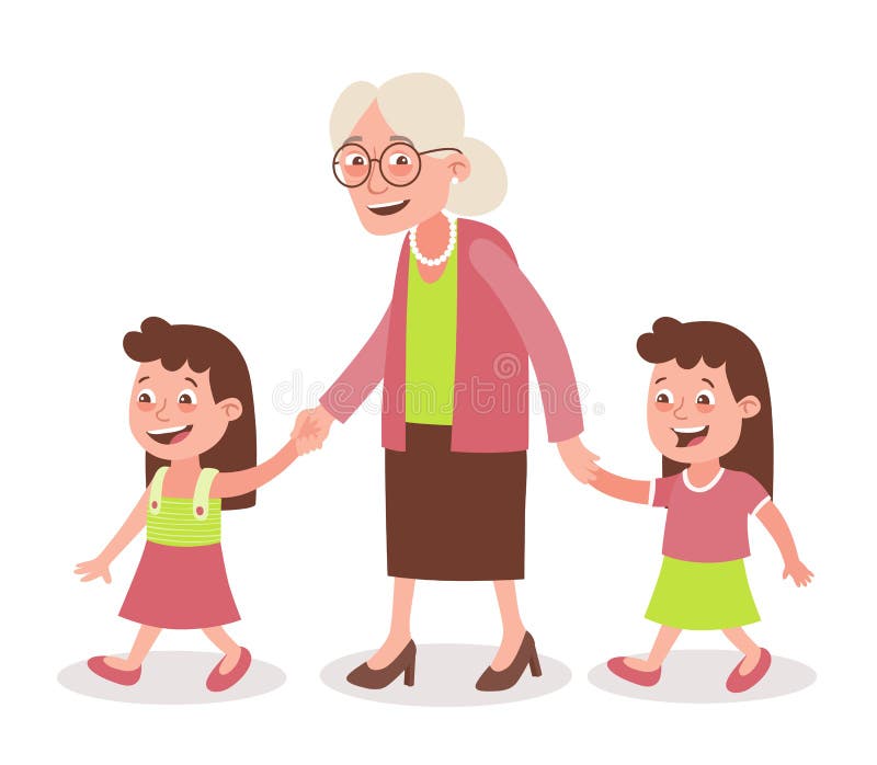 Happy Cartoon Grandma Twins Stock Illustrations 7 Happy Cartoon