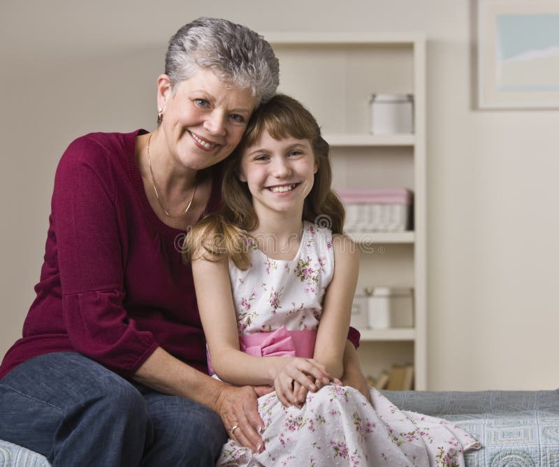 Grandmother Hugging Granddaughter Stock Image Image Of Golden