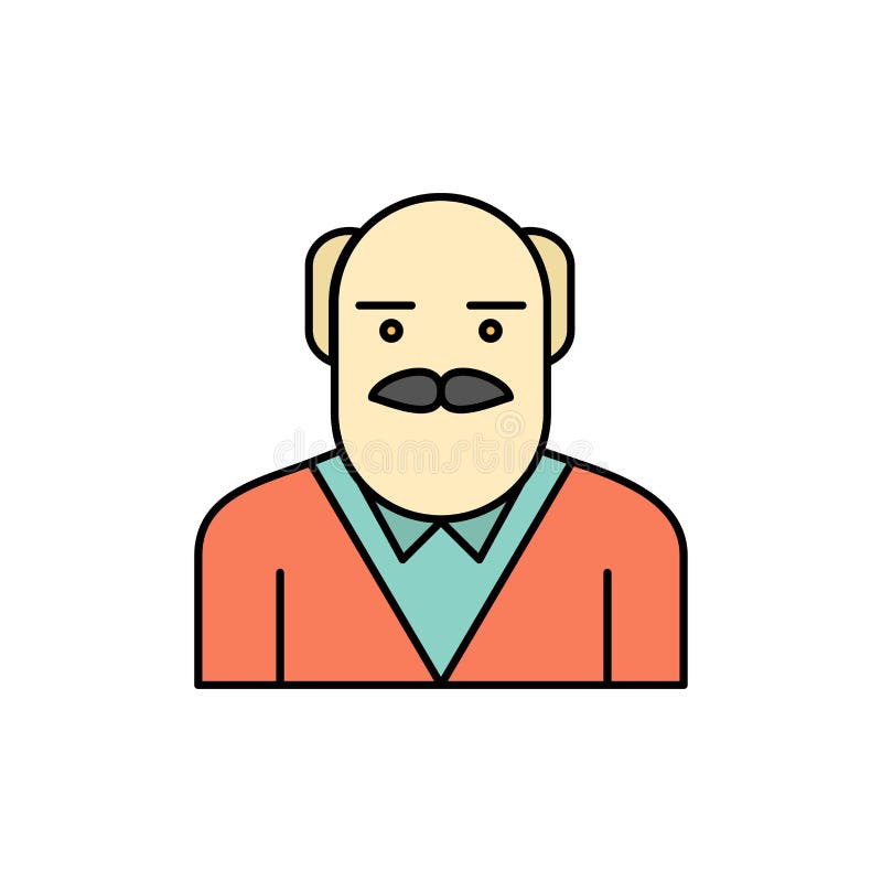 Grandpa, Father, Old Man, Uncle Flat Color Icon. Vector Icon Banner ...