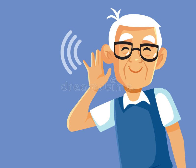 Elderly Man Using Hearing Aid Vector Medical Illustration Stock Vector ...