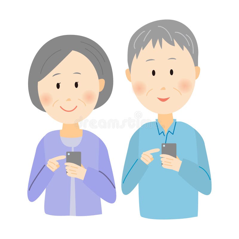 Smartphone grandma stock vector. Illustration of caucasian - 51648044