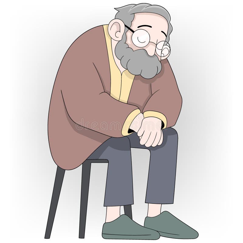 Grandpa Sits Weakly and Cannot Stand because of Problems with His ...
