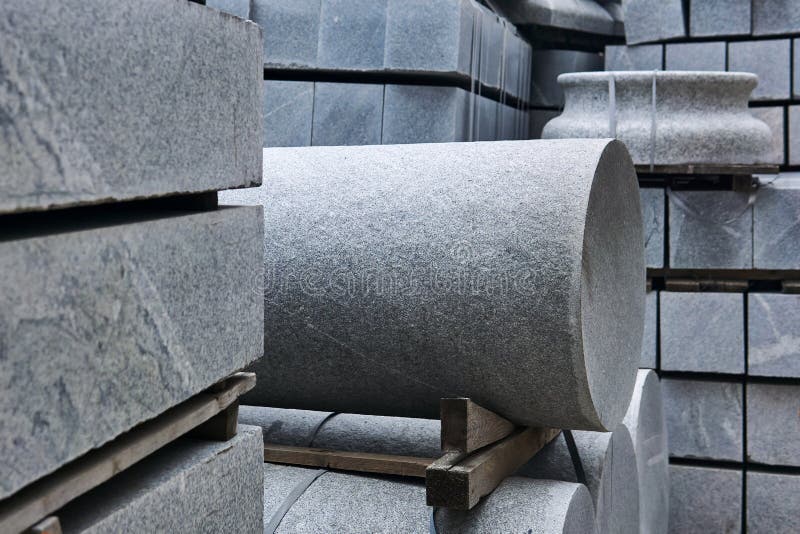Granite Blocks and Column Details Prepared for Construction Stock Photo ...