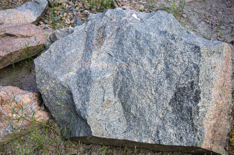 Granite Boulder Close-up with Natural Texture and Mineral Pattern Stock ...