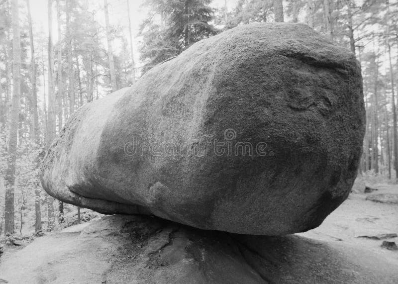 Granite boulder in forest stock photo. Image of mountain - 185484682