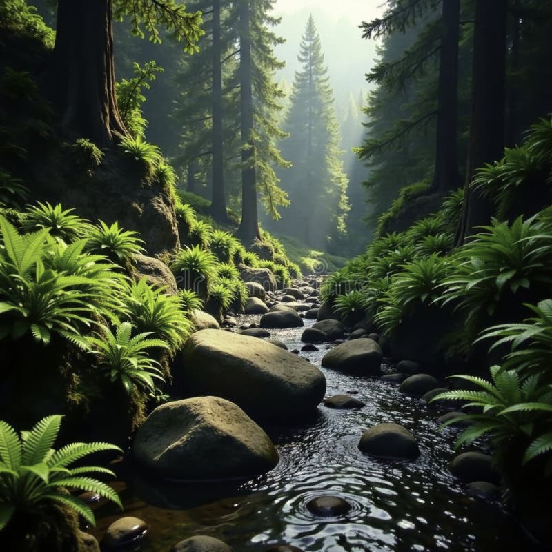 Granite Boulders Amidst Ferns in Forest Valley, Forest, Greenery ...
