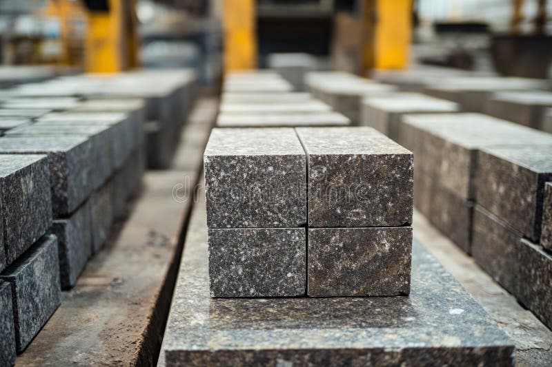 Granite Cobblestone Blocks Neatly Stacked, Forming a Perfect Cube ...