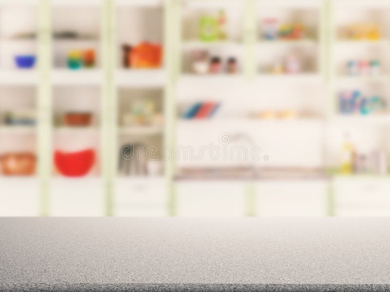 Granite Counter with Kitchen Background Stock Photo - Image of ...