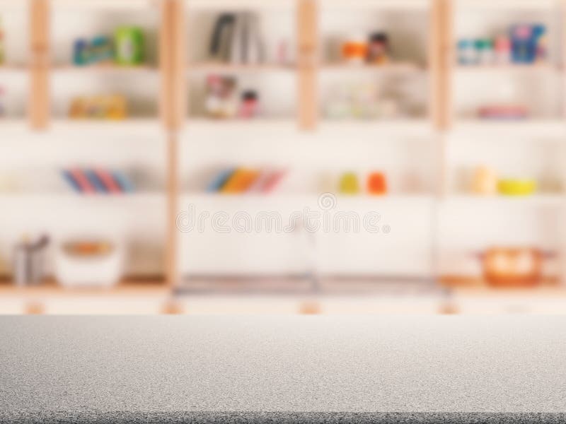 Granite Counter with Kitchen Background Stock Photo - Image of ...
