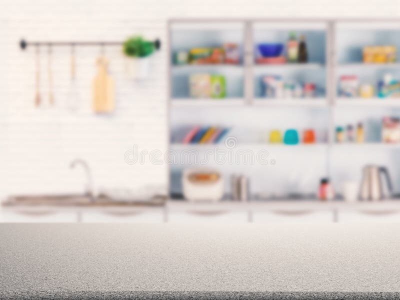 Granite Counter with Kitchen Background Stock Photo - Image of cuisine ...