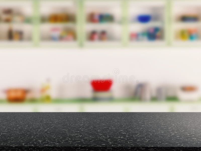 Granite Counter Top with Kitchen Cabinet Background Stock Image - Image ...