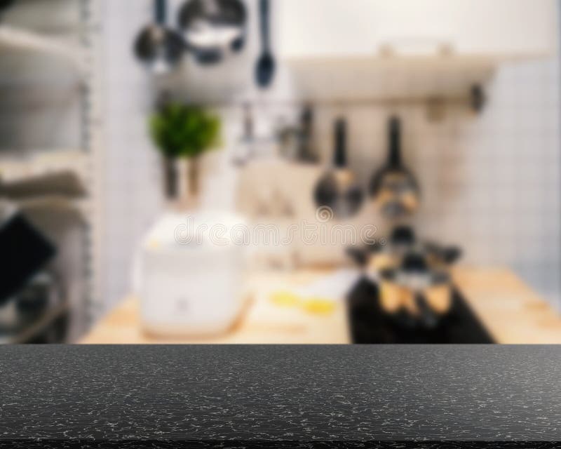 Granite Countertop with Kitchen Background Stock Image - Image of ...