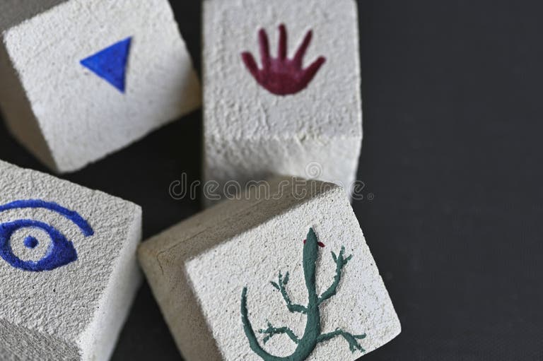 Granite Cubes with Drawings Stock Photo - Image of floor, blocks: 178915996