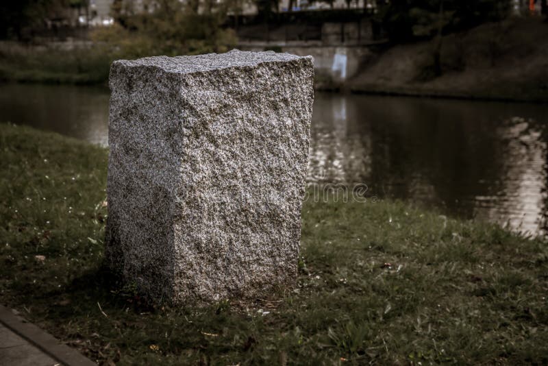 Granite Decorative Pole on the River Bank Stock Image - Image of ...