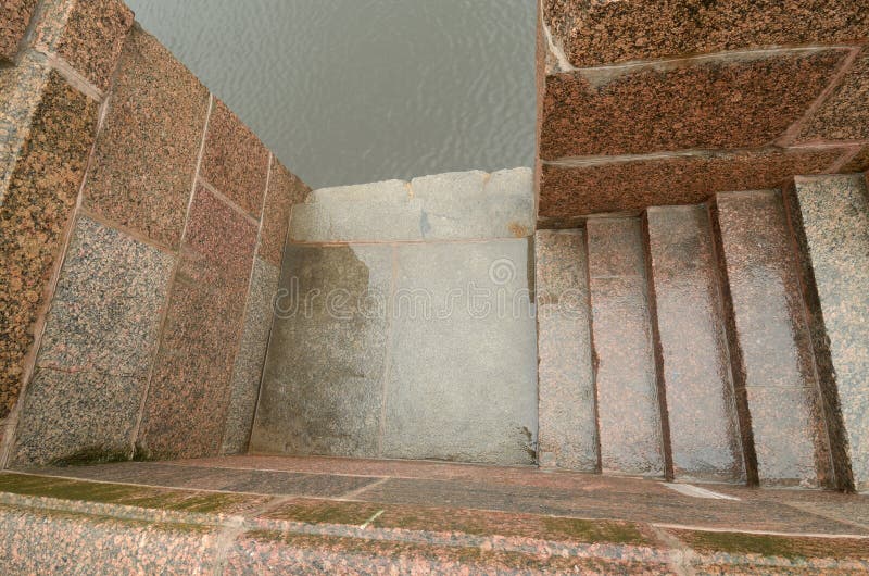 The Granite Embankment of the River. Stock Photo - Image of step, water ...