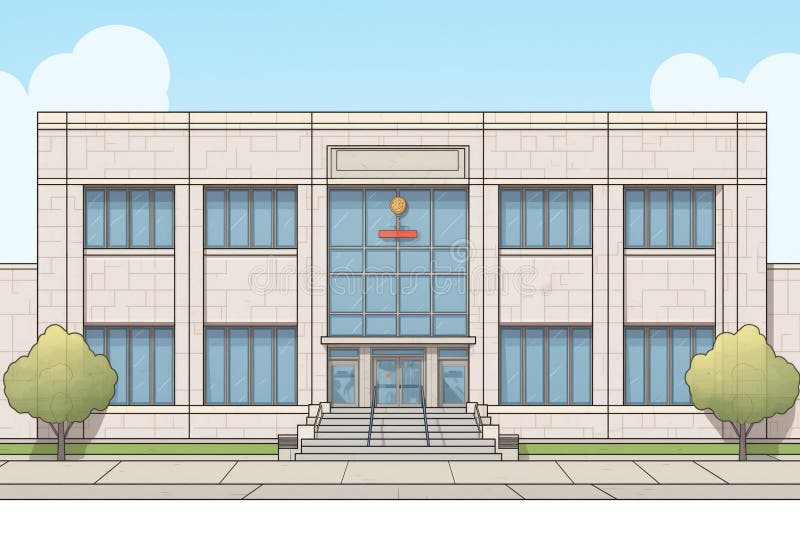 Granite Facade of a Court Building with Tall, Rectangular Windows Stock ...