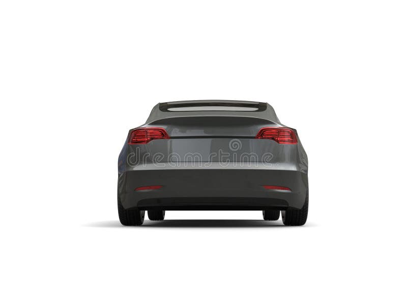 Granite Gray Electric Car - Back View Stock Illustration - Illustration ...