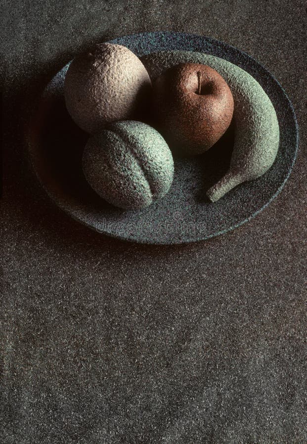 Granite-like Sculpture of Fruit on a Plate Stock Image - Image of ...
