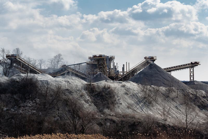 Granite quarry equipments stock photo. Image of mineral - 143458740
