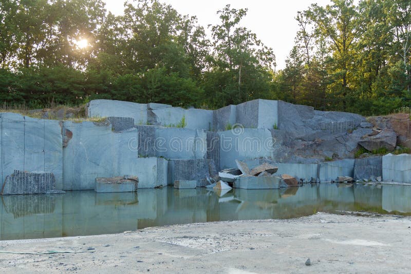 Granite Quarry with Large Granite Blocks Stock Photo - Image of hill ...