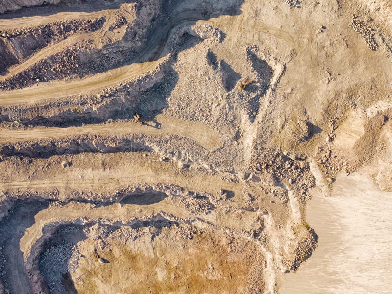 Granite Quarry with Two Excavators Top View Stock Photo - Image of ...