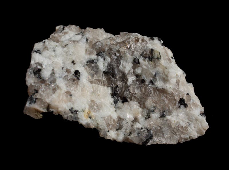 Granite Rock Sample Isolated on Black Background. Mineral of Volcanic ...