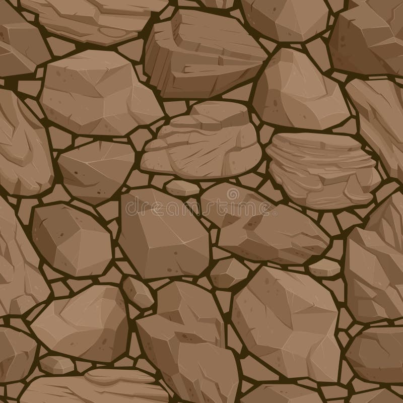 Granite Rock Stones Texture Seamless Pattern. Cartoon Floor Tile ...
