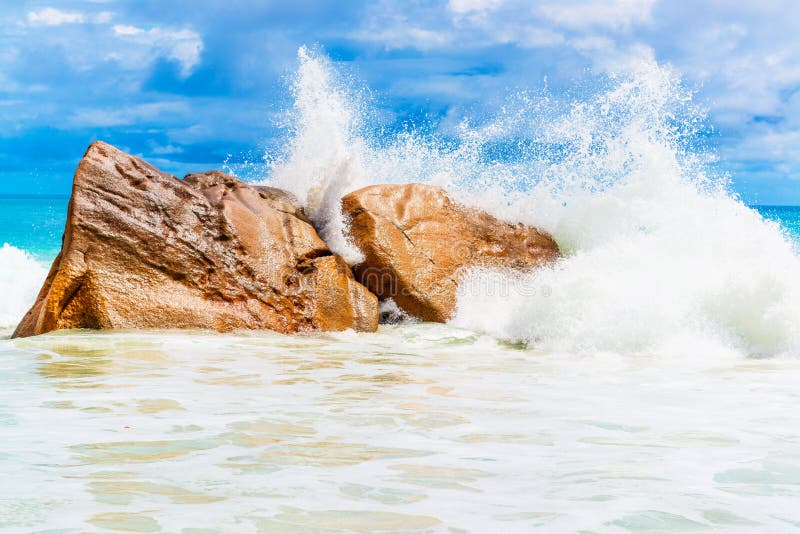 Granite Rocks on the Beach. the Seychelles Stock Image - Image of ...