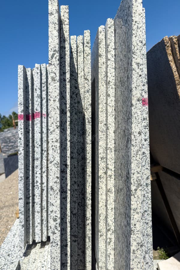 Granite Slabs in Outdoor Storage at Stone Processing Facility Stock ...