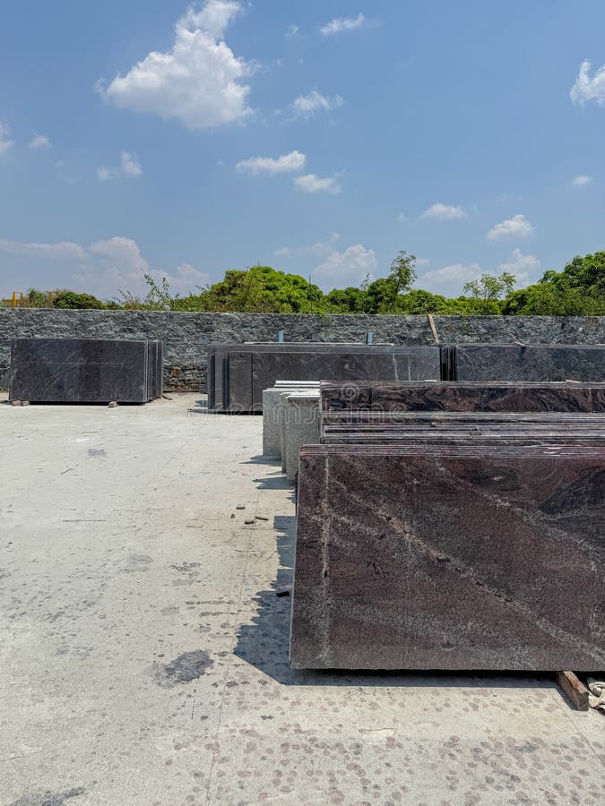 Granite Slabs Vertically Stacked in Groups in a Granite Warehouse Stock ...