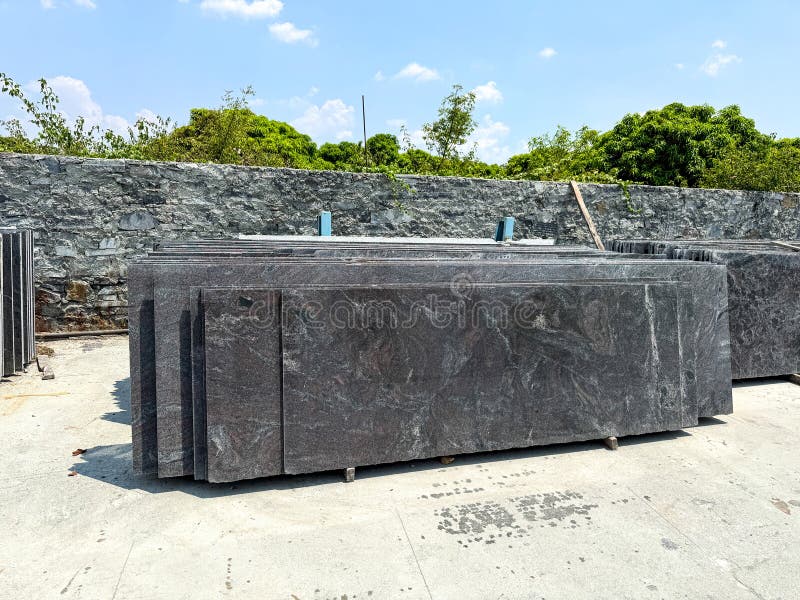 Granite Slabs Vertically Stacked in Groups in a Granite Warehouse Stock ...