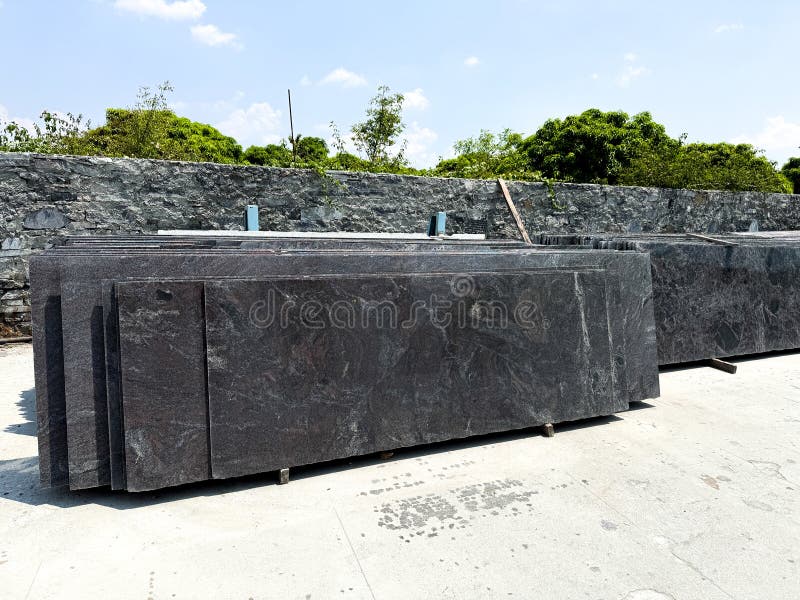Granite Slabs Vertically Stacked in Groups in a Granite Warehouse Stock ...