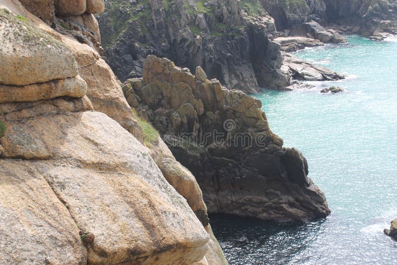 Granite Spurs Along Cornwall`s Rugged Coast Stock Photo - Image of ...