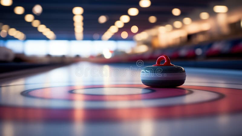 Curling Stone on Ice on Blurred Background Stock Illustration ...