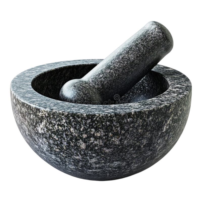 Granite Stone Mortar and Pestle Against Transparent Background for ...