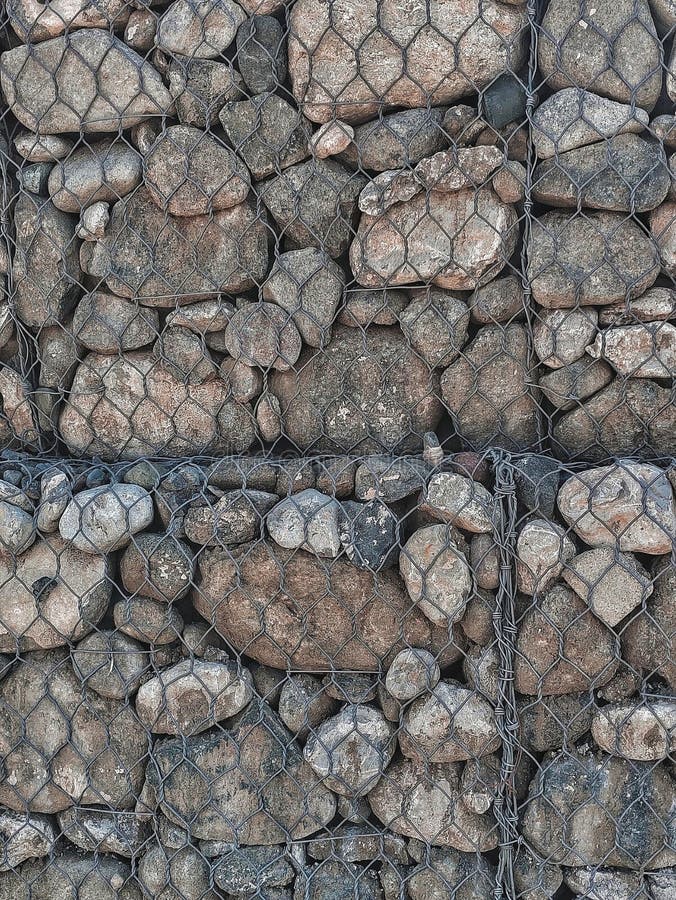 Granite Stone Texture in Gabion Wire Mesh Stock Photo - Image of gabion ...