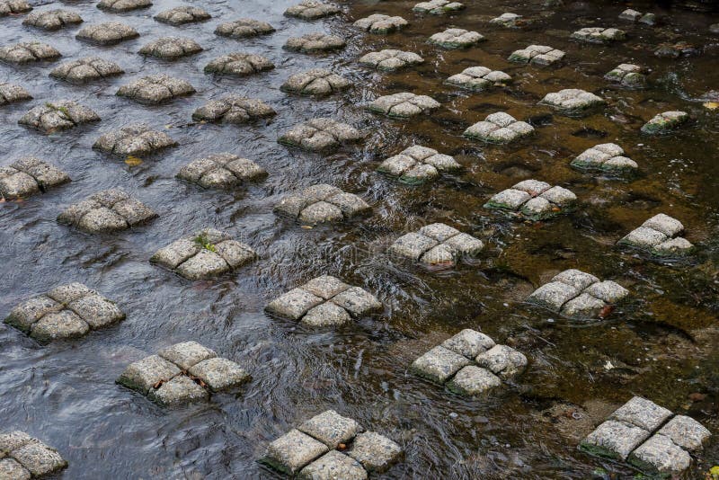 Granite Stones in the Form of a Square in a Stream of River Water Stock ...