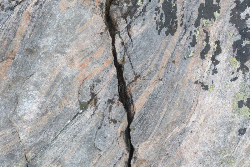 Granite Texture with Fissure and Lichens. Stock Photo - Image of strong ...