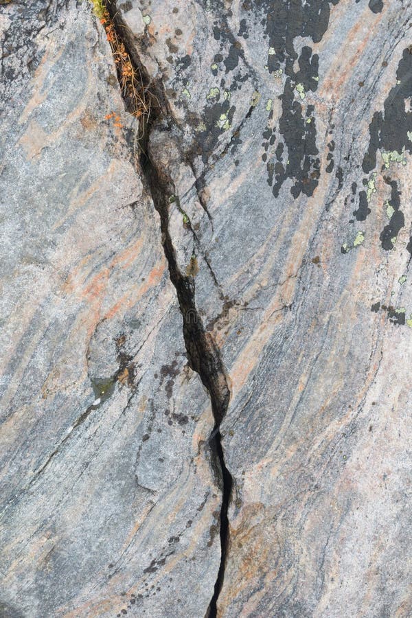 Granite Texture with Fissure and Lichens. Stock Photo - Image of strong ...