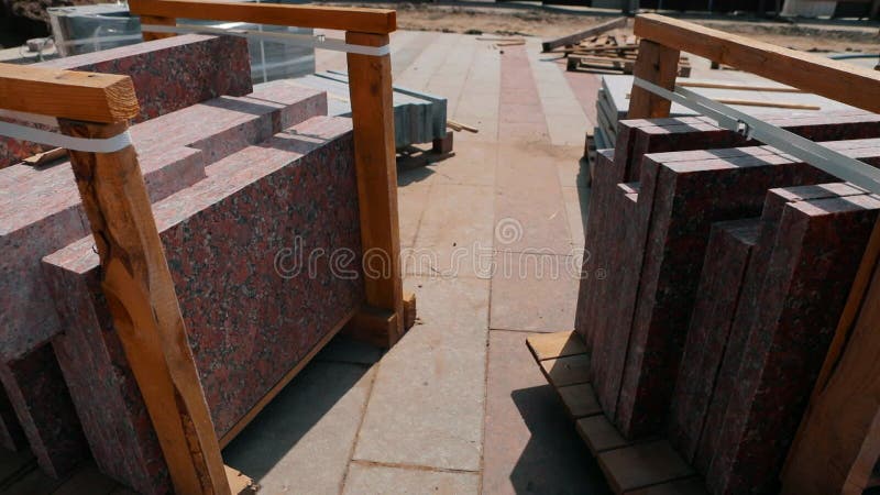 Granite Tiles. Pallet with Granite Tiles Stock Video - Video of luxury ...